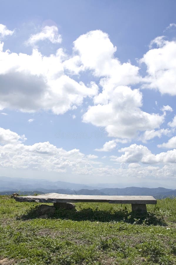 Bench with mountain view stock photo. Image of lonely - 41268906