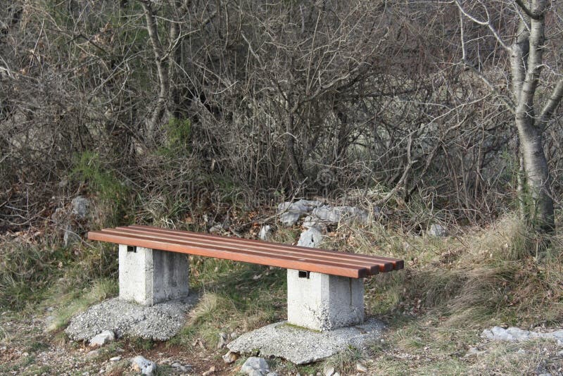 Bench in Nature To Make a Break and Rest Stock Photo - Image of walk ...