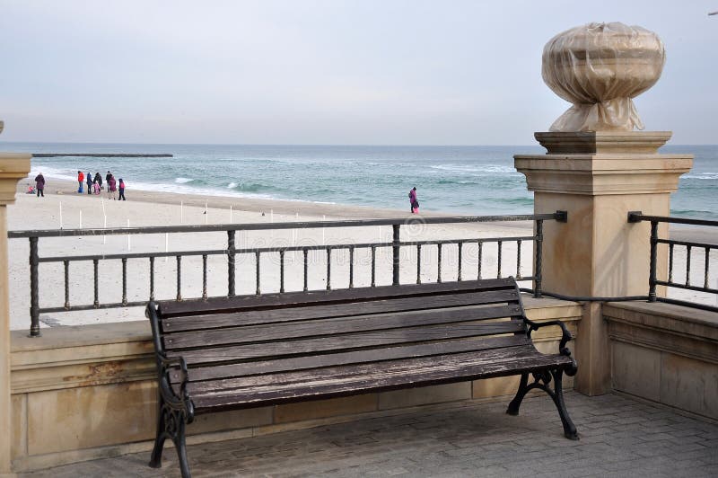 Bench near sea stock image. Image of sand, coast, walk - 84138027