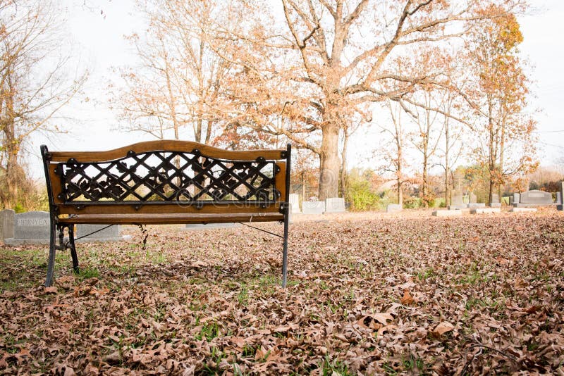 Bench Overlooking a Cemetery in the Fall Stock Image - Image of autumn ...