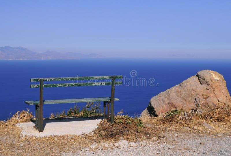 Bench overlooking the sea stock image. Image of belvedere - 25051027