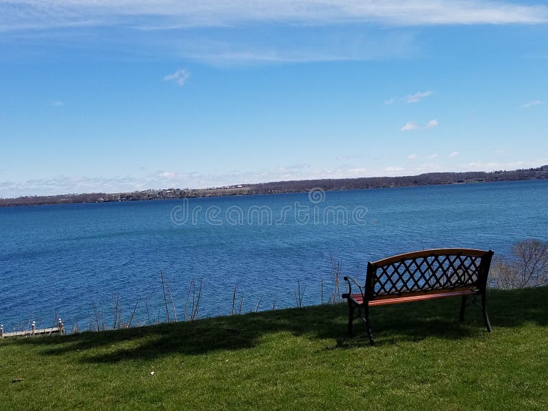 Bench Overlooking Seneca Lake Stock Photo - Image of cape, seneca ...