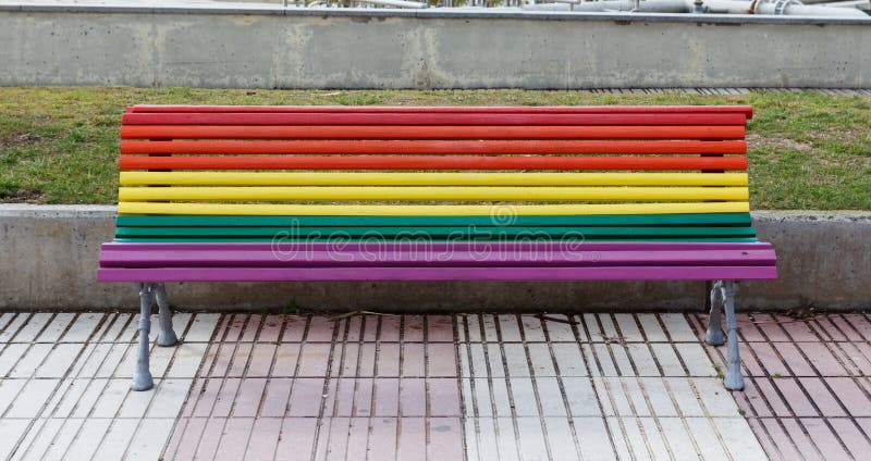 Bench Painted in Rainbow Colors Stock Image - Image of spain, colors ...