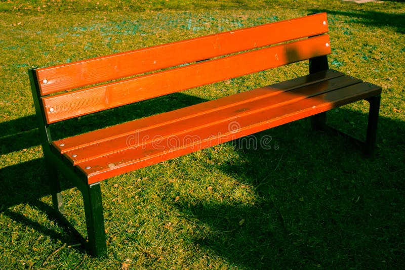 Bench. Park Area. Bench for Rest. Bench for Sitting. Green Lawn and ...