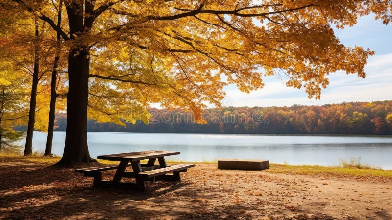 Bench in the Park in Autumn Season. Stock Photo - Image of september ...