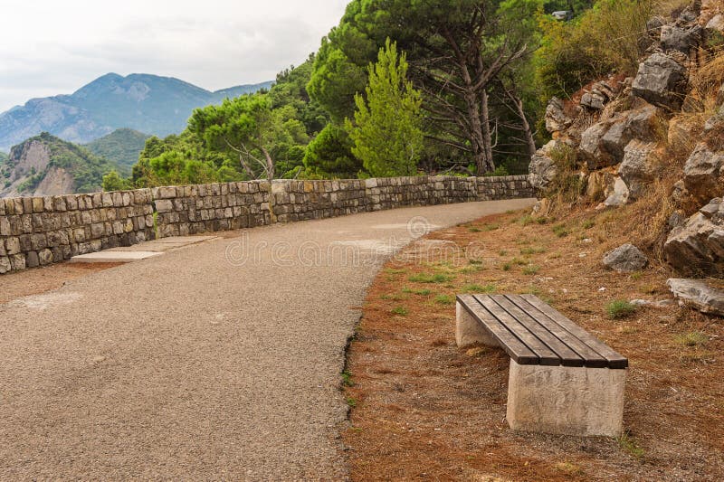 Bench in the Park Near the Sea Stock Image - Image of relaxation ...