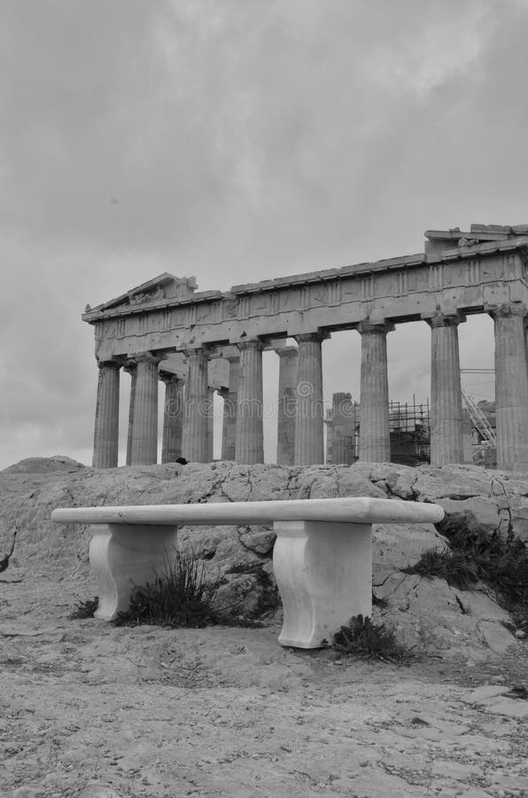 Bench at the Parthenon stock image. Image of columns - 51896207