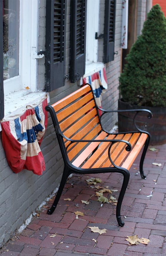 Bench with Patriotic Flags stock photo. Image of freedom - 10849966