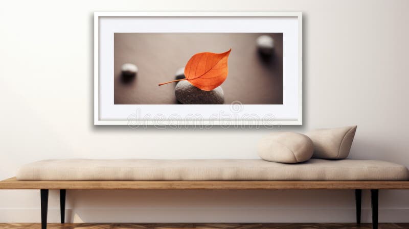 A Bench with a Picture on the Wall Above it, AI Stock Illustration ...