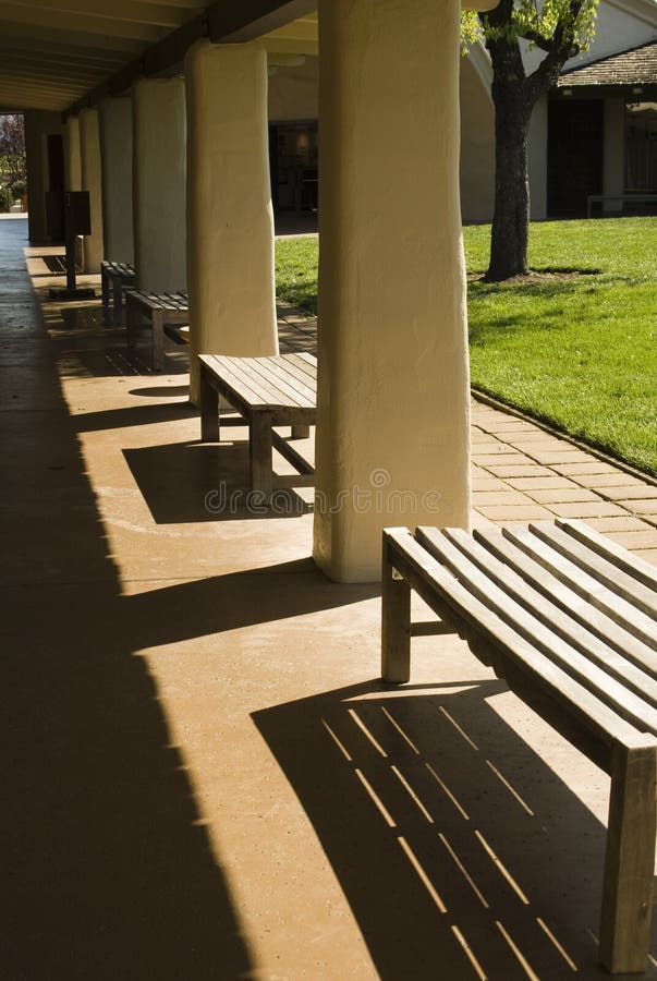 Bench and pillar stock photo. Image of shadow, bench - 13442660