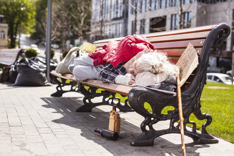 Poor aged man resting stock image. Image of homeless - 117699623