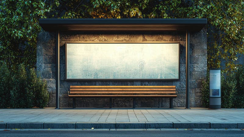 Bench Positioned in Front of a Wall Featuring a Large Picture Artwork ...