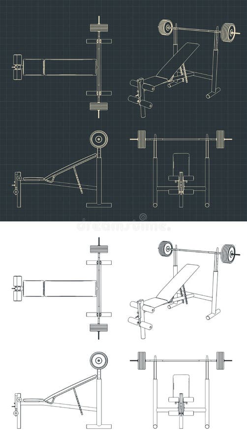 Bench Press with Barbell Drawings Stock Vector - Illustration of ...