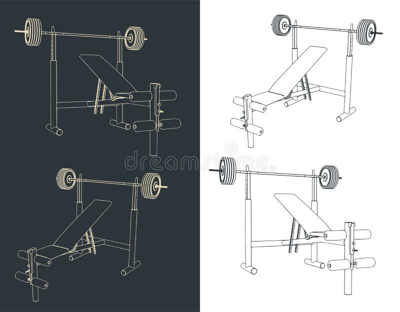 Bench Press with Barbell Sketches Stock Vector - Illustration of ...
