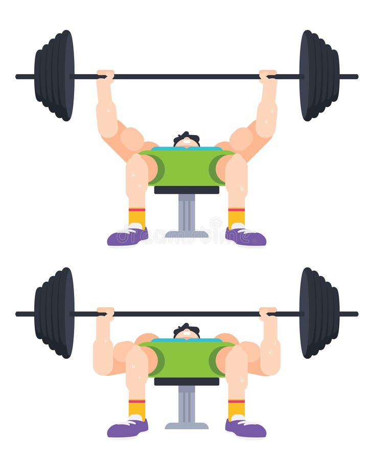 Man Doing Barbell Bench Press Exercise. Stock Vector - Illustration of ...