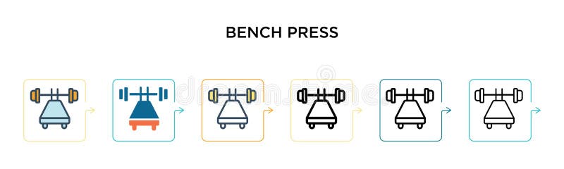 Bench Press Vector Icon in 6 Different Modern Styles. Black, Two ...