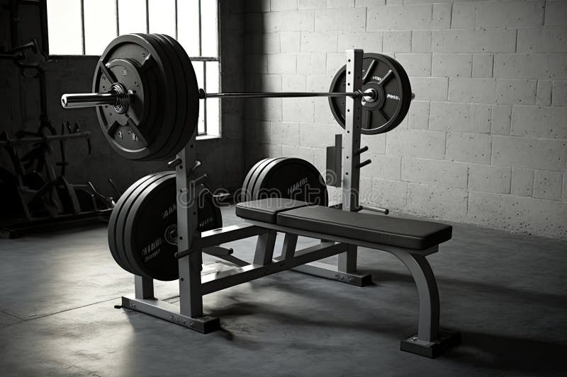 Bench press in empty gym stock illustration. Illustration of training ...