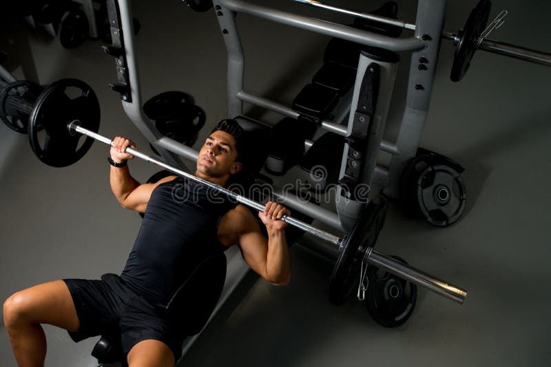 Bench Press Workout stock photo. Image of dark, bench - 32780544