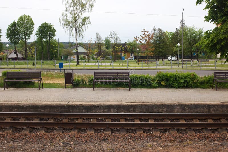 Bench at the Railway Station in City Stock Photo - Image of railway ...