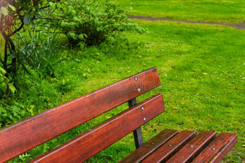 Bench rain park stock image. Image of ribadeo, backgrounds - 91713925