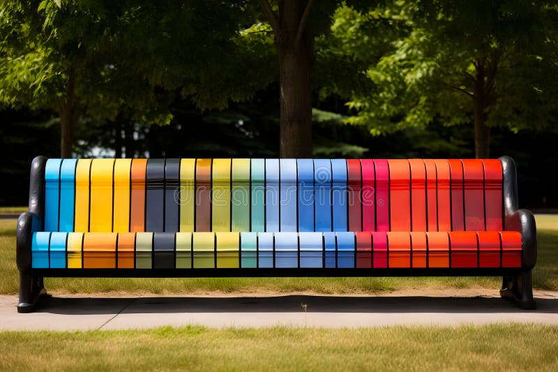 Bench with Rainbow Colored Bench Cover on it S Side. Generative AI ...