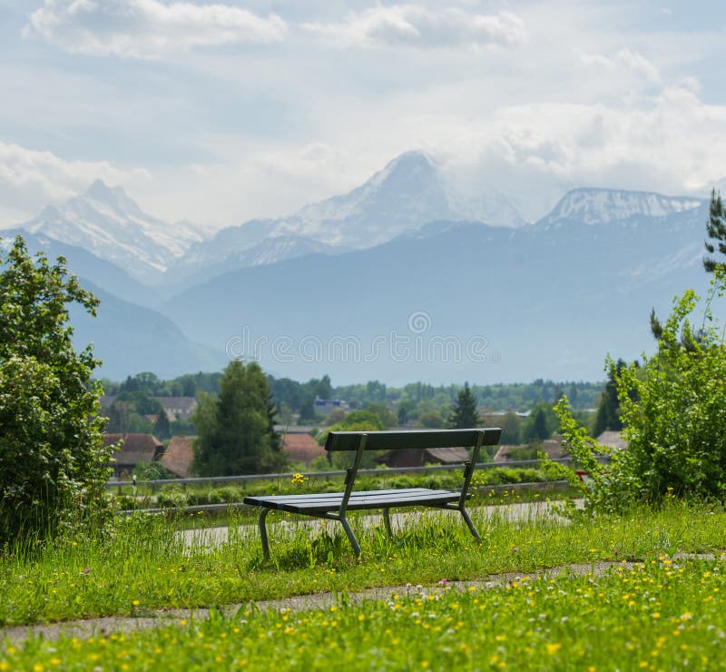 Bench by the road stock photo. Image of european, relaxation - 36066536