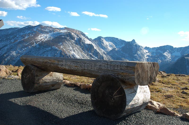 A Bench on Rocky Mountain National Park Stock Photo - Image of colorado ...