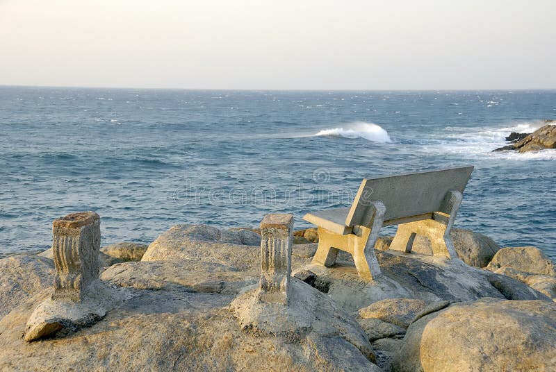 Bench at the sea stock image. Image of green, getaway - 13157817
