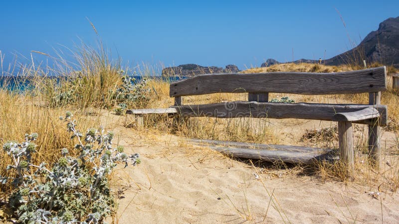 Bench on Sea Shore, Covered with Sand Stock Photo - Image of outdoors ...