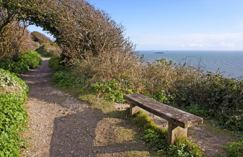 Bench by the Sea on White Cliffs of Dover. Stock Photo - Image of beach ...