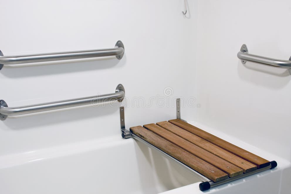 Bench seat on handicap tub stock image. Image of wooden - 14418541