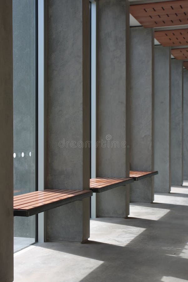 Bench Seats in Modern Building Stock Photo - Image of wooden, timber ...