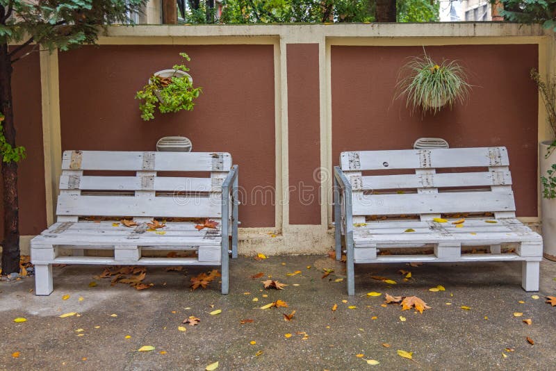 Bench Seats from Pallets stock image. Image of pair - 260889289
