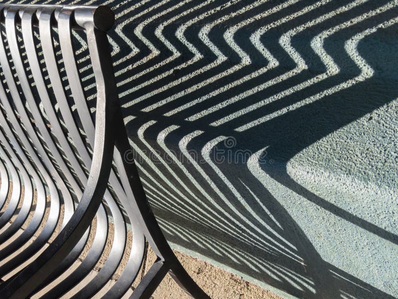 Bench and Shadows on the Wall Stock Photo - Image of comfortable, color ...