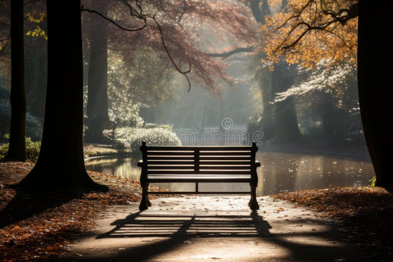 A Bench Sitting in the Middle of a Path Stock Illustration ...