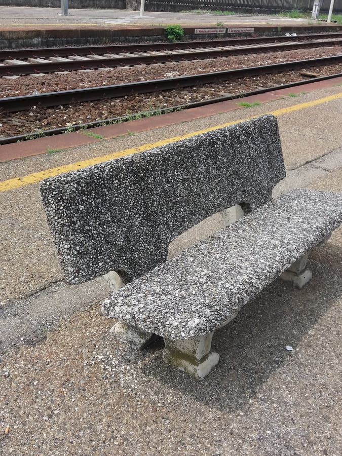 Bench in a small station stock image. Image of wood - 207642307