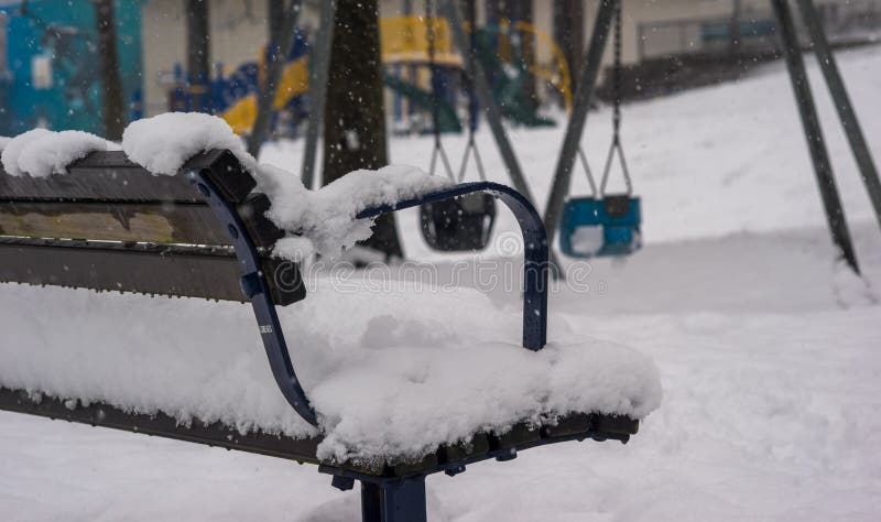 Bench with snow stock image. Image of nature, winter - 39765757