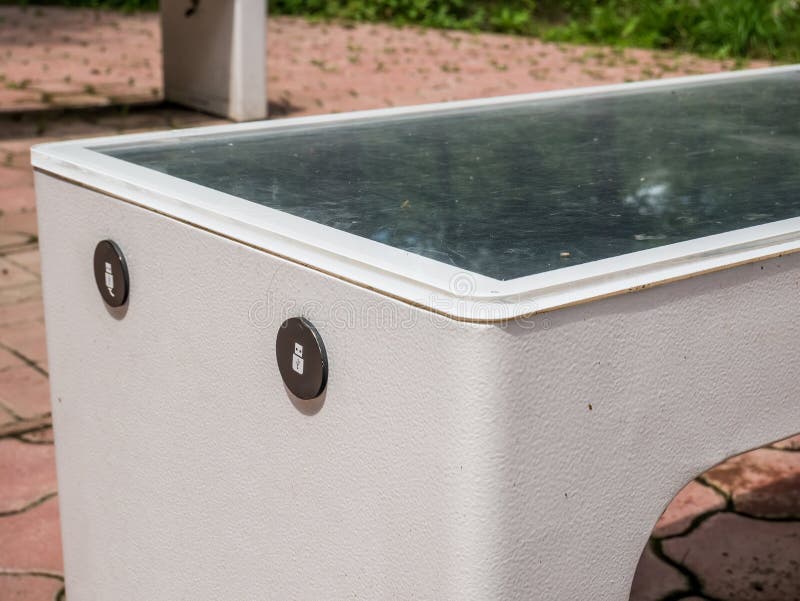 Bench with Solar Panel and Mobile Phone Charger in Bucharest Editorial ...
