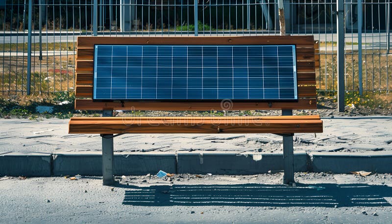 Bench with Solar Panel on Street Stock Photo - Image of future, bench ...