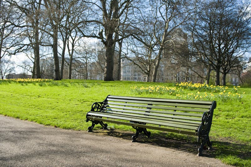 Bench in the spring stock photo. Image of blooming, bench - 13824856