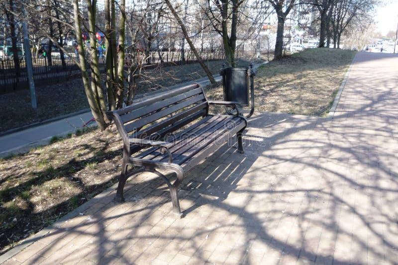 Bench in the Spring Park in Moscow Stock Photo - Image of grass, view ...