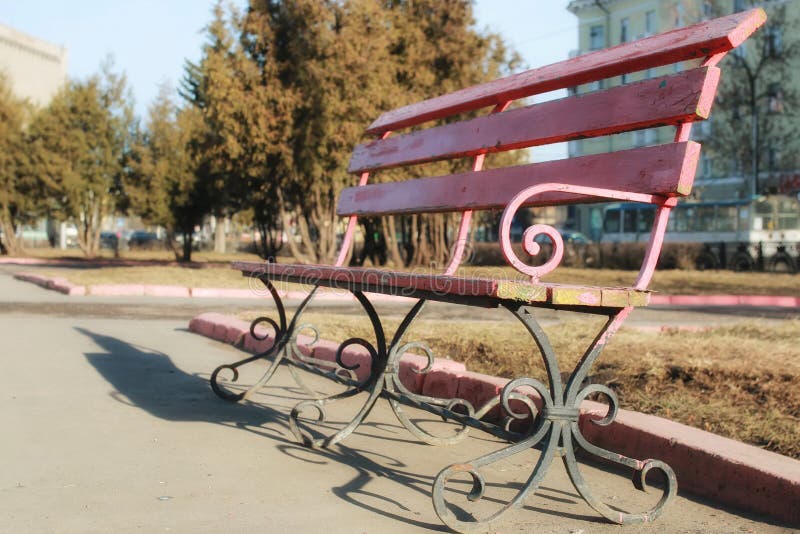 Bench in spring park stock image. Image of beautiful - 79351613