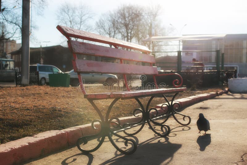 Bench in spring park stock image. Image of quiet, garden - 90041387