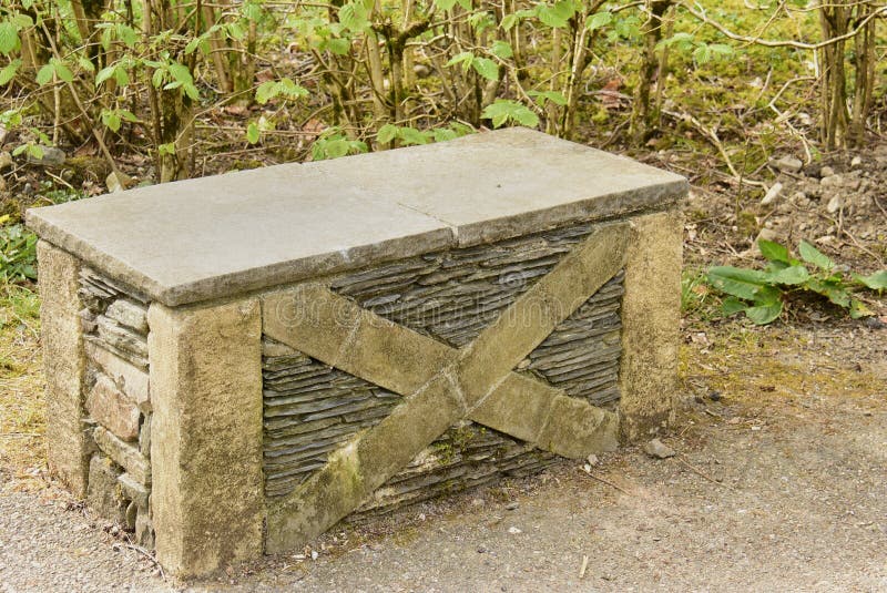 Bench in stone stock image. Image of footpath, area - 178754829