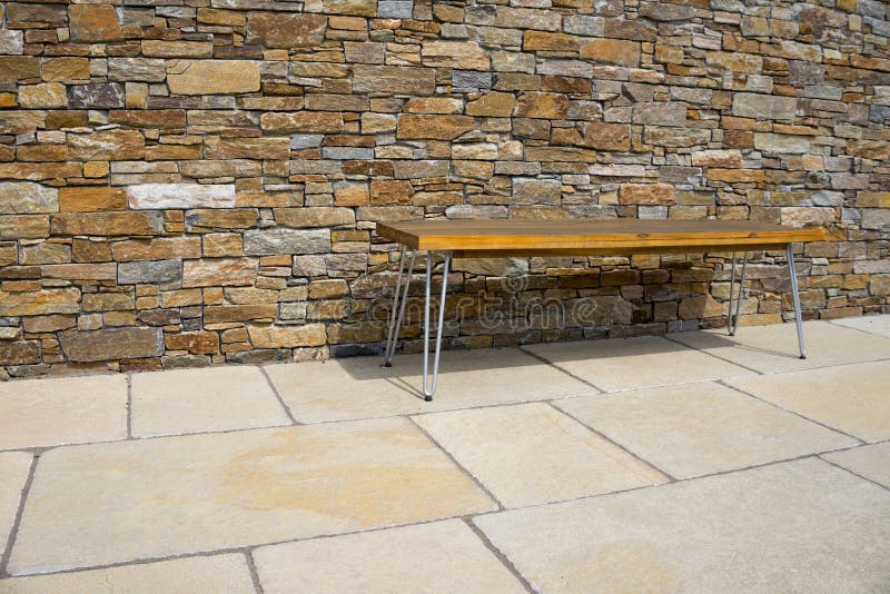 Bench on a stone terrace stock photo. Image of decorative - 137838256