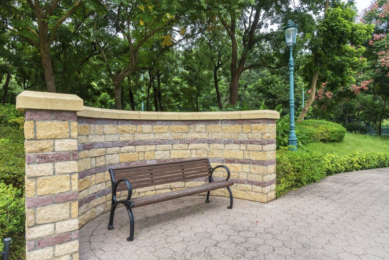 Bench and Street Light in Park Stock Photo - Image of furniture, city ...