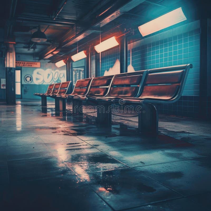Bench in a Subway Station, Vintage Toned, Retro Style Stock ...
