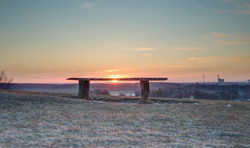 Bench overlooking sunrise stock image. Image of relaxation - 33589827