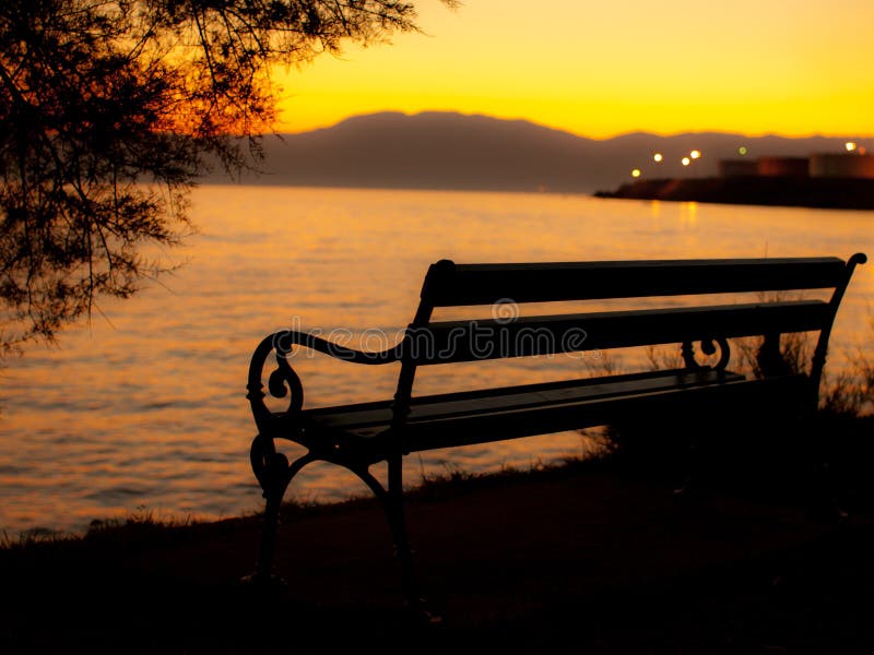 Bench on sunset stock photo. Image of bench, coast, alone - 21644856