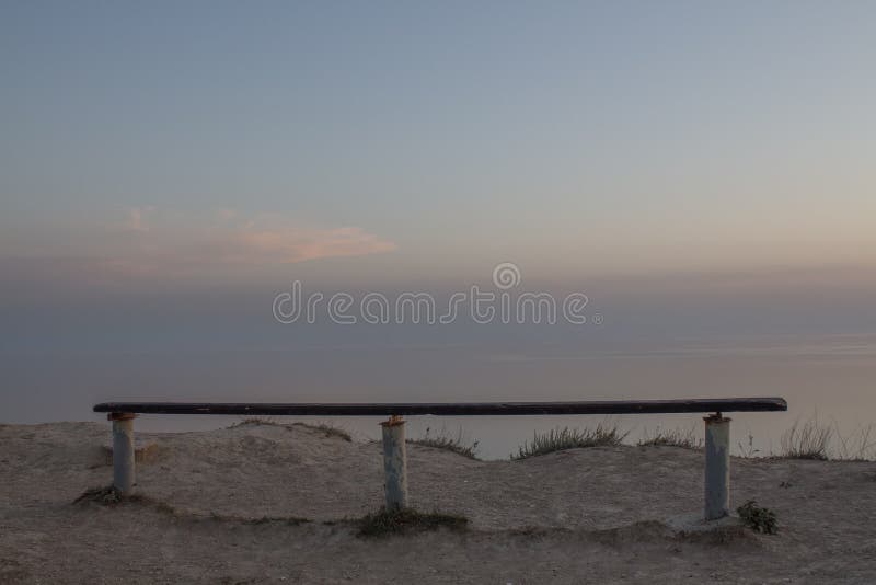 Bench and Sunset on a Cliff in the Clouds. a Romantic Place with an ...